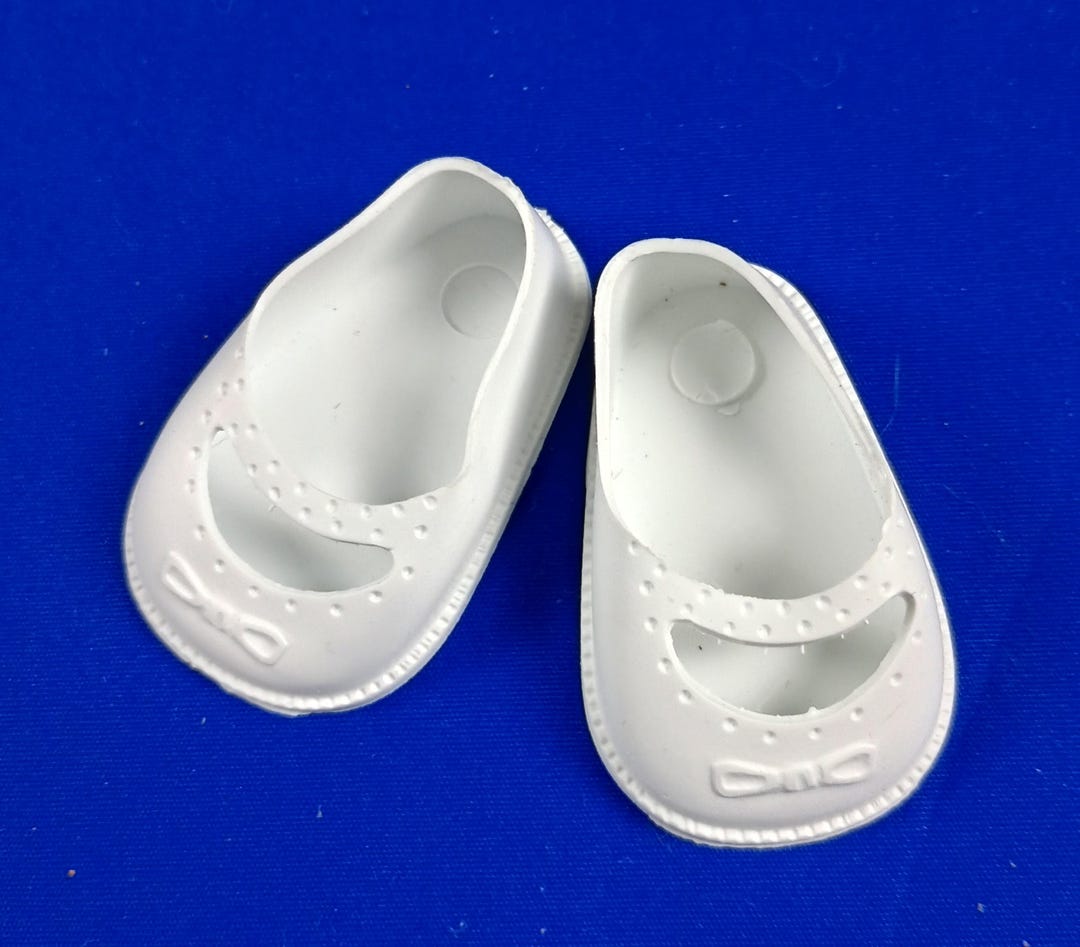 Vintage White Plastic Shoes With Strap and Bow at Toe 1-3/4" - Etsy