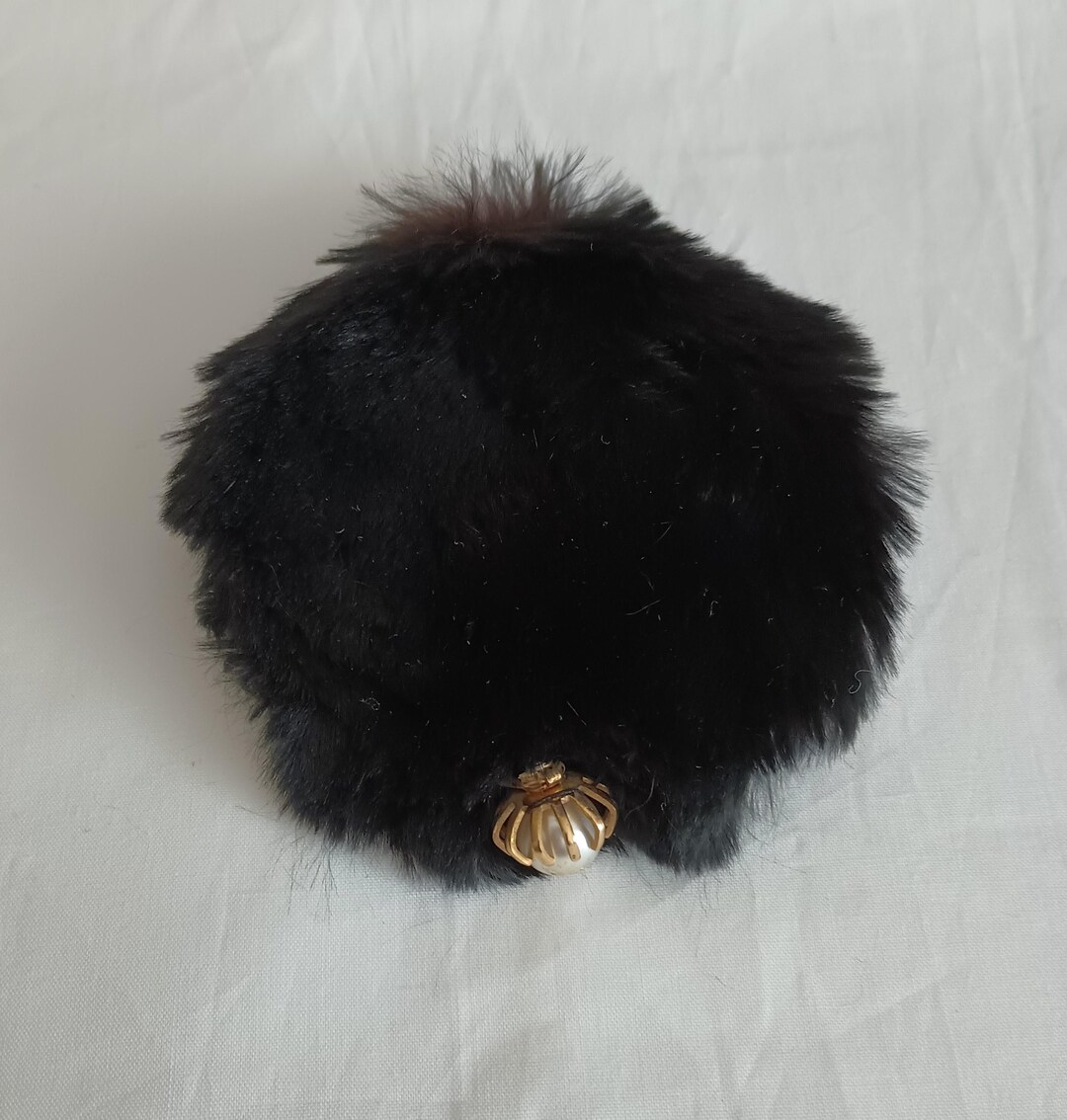 Most Unusual Black Rabbit Fur Doll Hat Fits 4 Head - Etsy