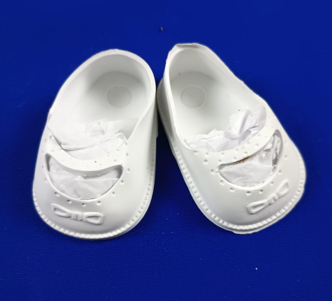 Vintage White Plastic Shoes With Strap and Bow at Toe 1-3/4" - Etsy