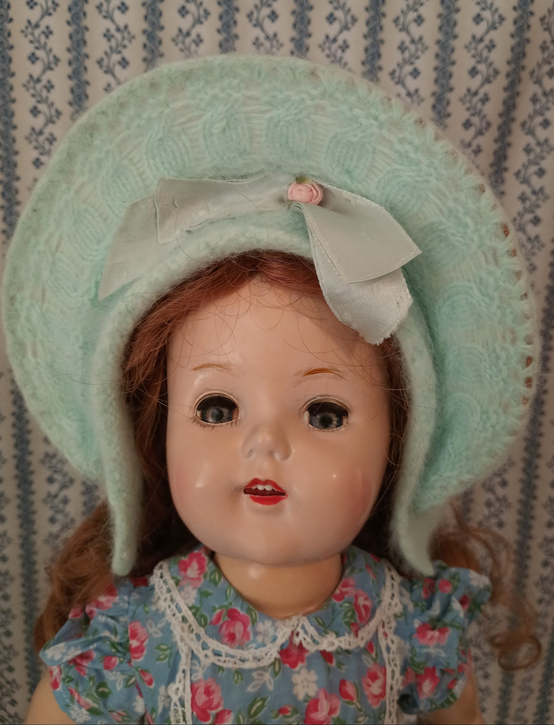 Angora Light Green Doll Bonnet Fits 16 18 Inch Head - Etsy