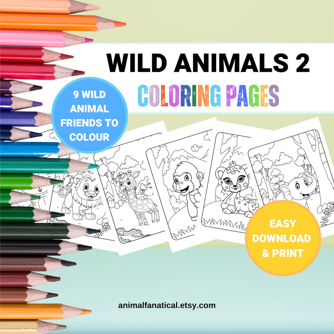 Wild Zoo Animal Friends 2 Kids Coloring Pages Instant - Etsy
