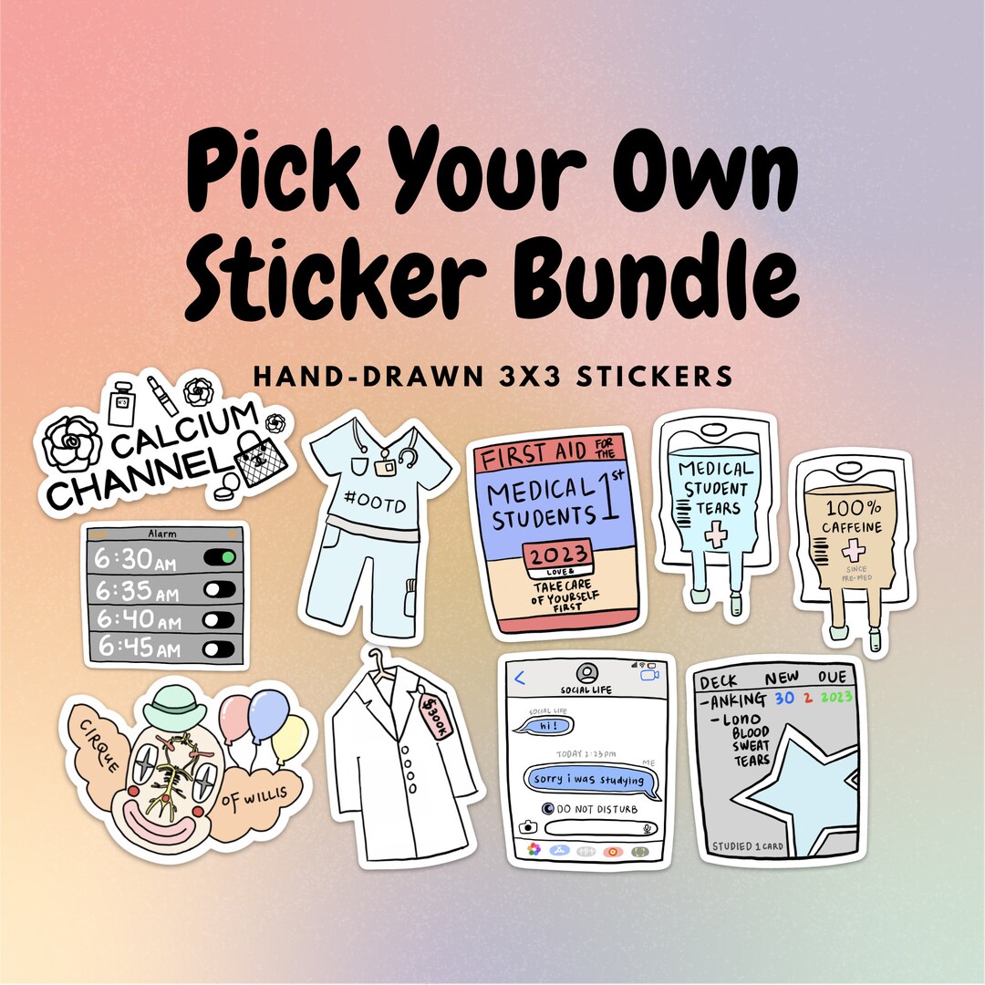 Set of 2 | Medical Jokes - Laptop Stickers | Hand-drawn by Medical ...