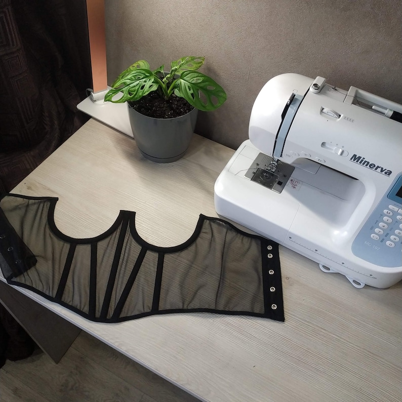 Waist Corset Top Black Handmade Corset Mesh Underbust Belt Custom ...