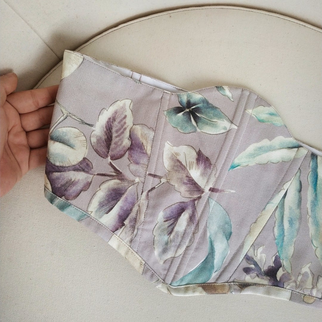 Corset Top for Dress Cupless Purple Belt Floral Fesival Outfit Present ...