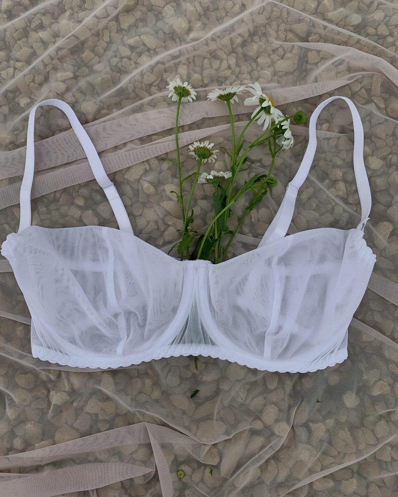 Wedding Lingerie White Mesh Lingerie Set White Bra and Panties ...