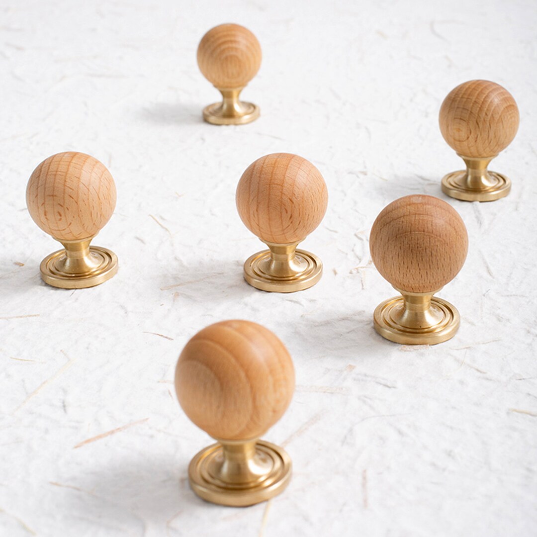 Wooden Drawer Knobs Wabi-sabi Gold Wooden Cabinet Knobs Wood Door Knobs for Dressers, Wardrobes ...