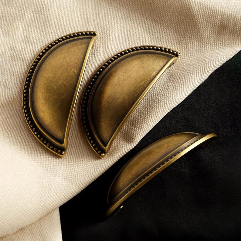 Aged Brass Cup Pull Handle: Half-circle Antique Brass Cup Pulls for ...