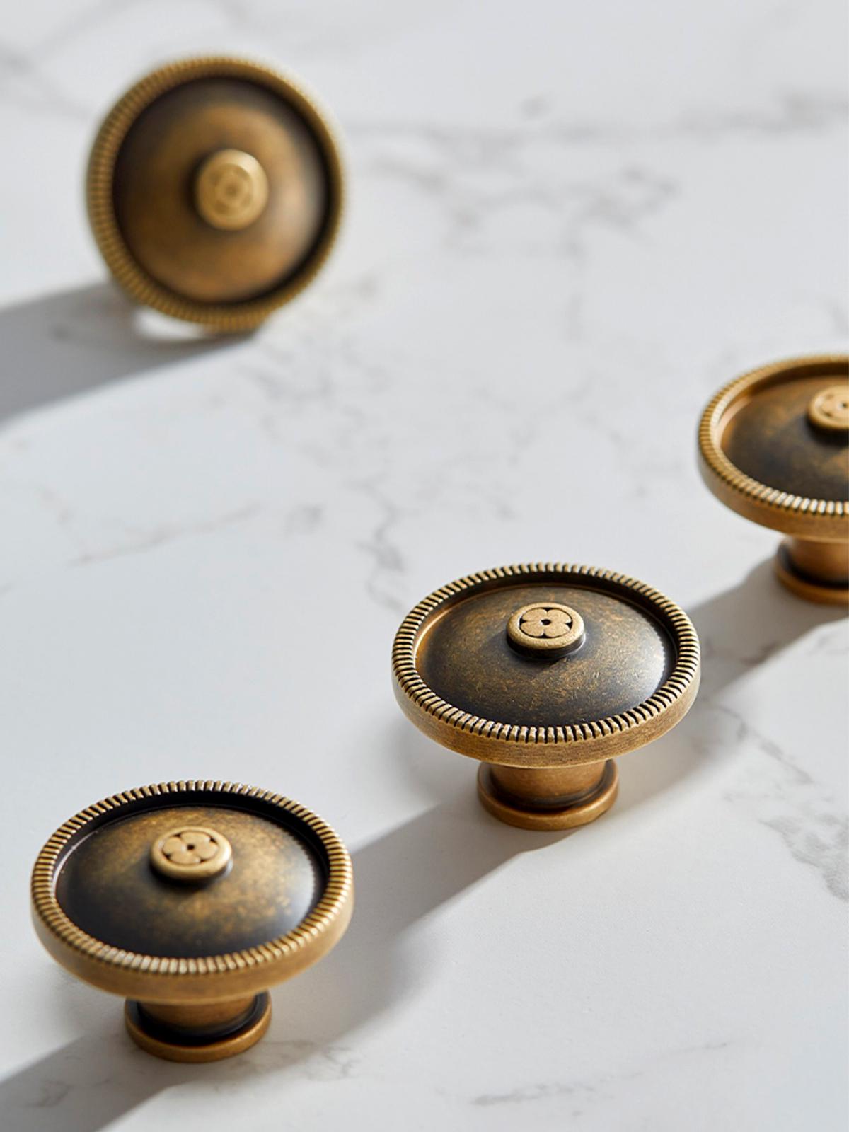 French Aged Brass Cabinet Knobs, Antique Dresser Knobs, Art Nouveau ...