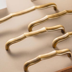 Bamboo Antique Brass Drawer Pulls, Art Deco Antique Gold Pulls, Forged ...