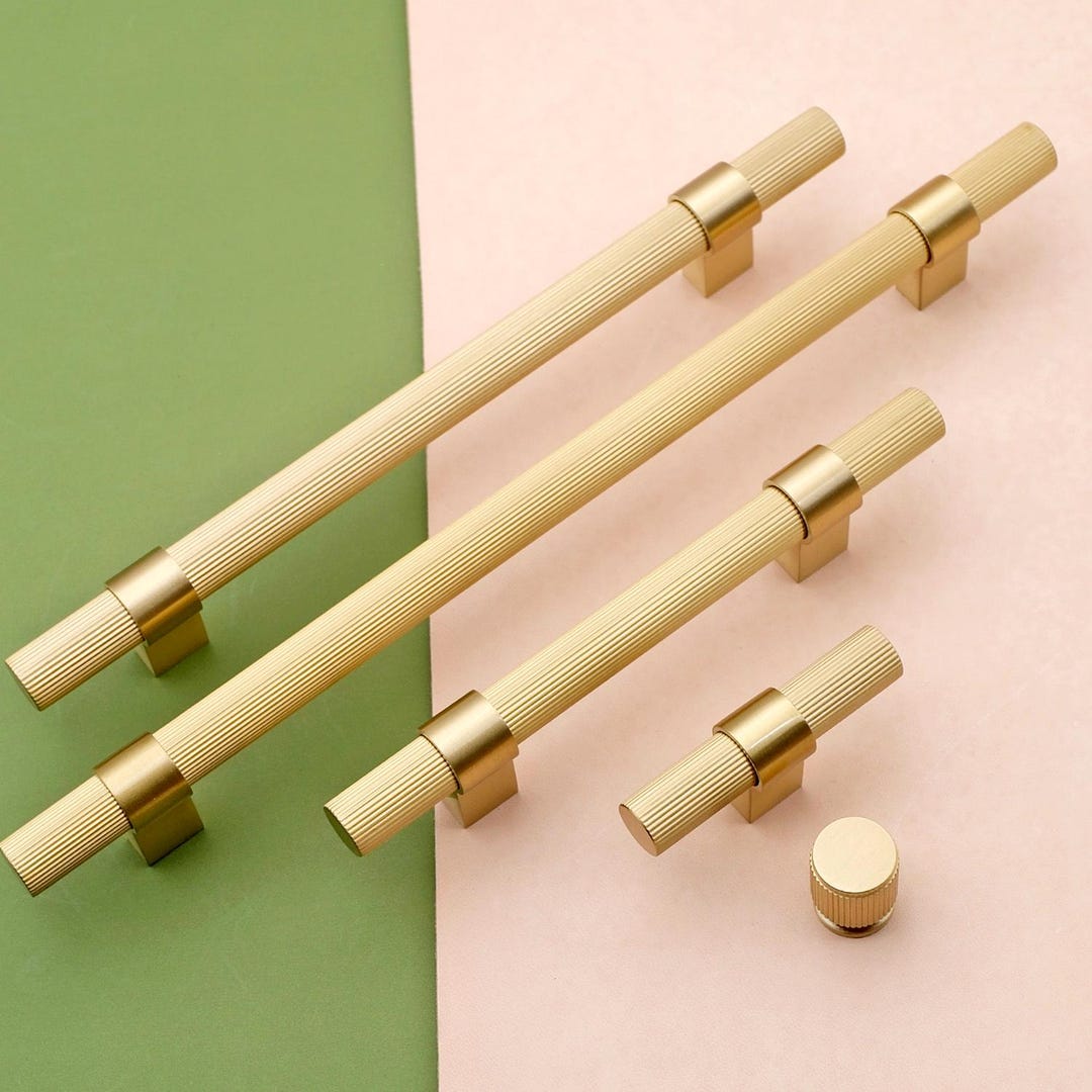 Linear Gold Brass Cabinet Pulls | Modern Furniture Handles | Brass ...