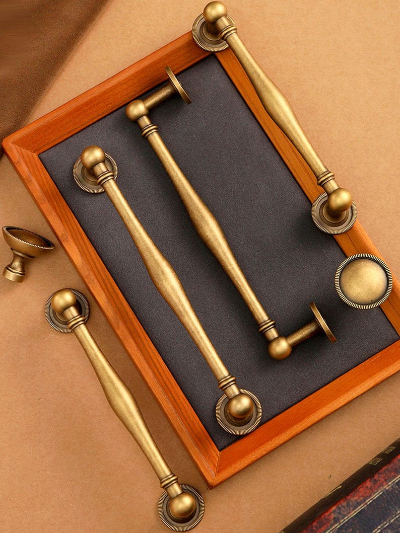 European Aged Brass Drawer Pulls, Antique Gold Dresser Pulls, Vintage Brass Cabinet Pulls ...