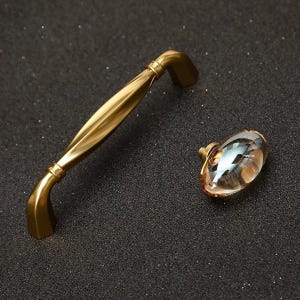 Solid Brass Pulls Twisted Handles Brushed Brass Drawer Pulls Glass Knobs Kitchen Brass Handles ...