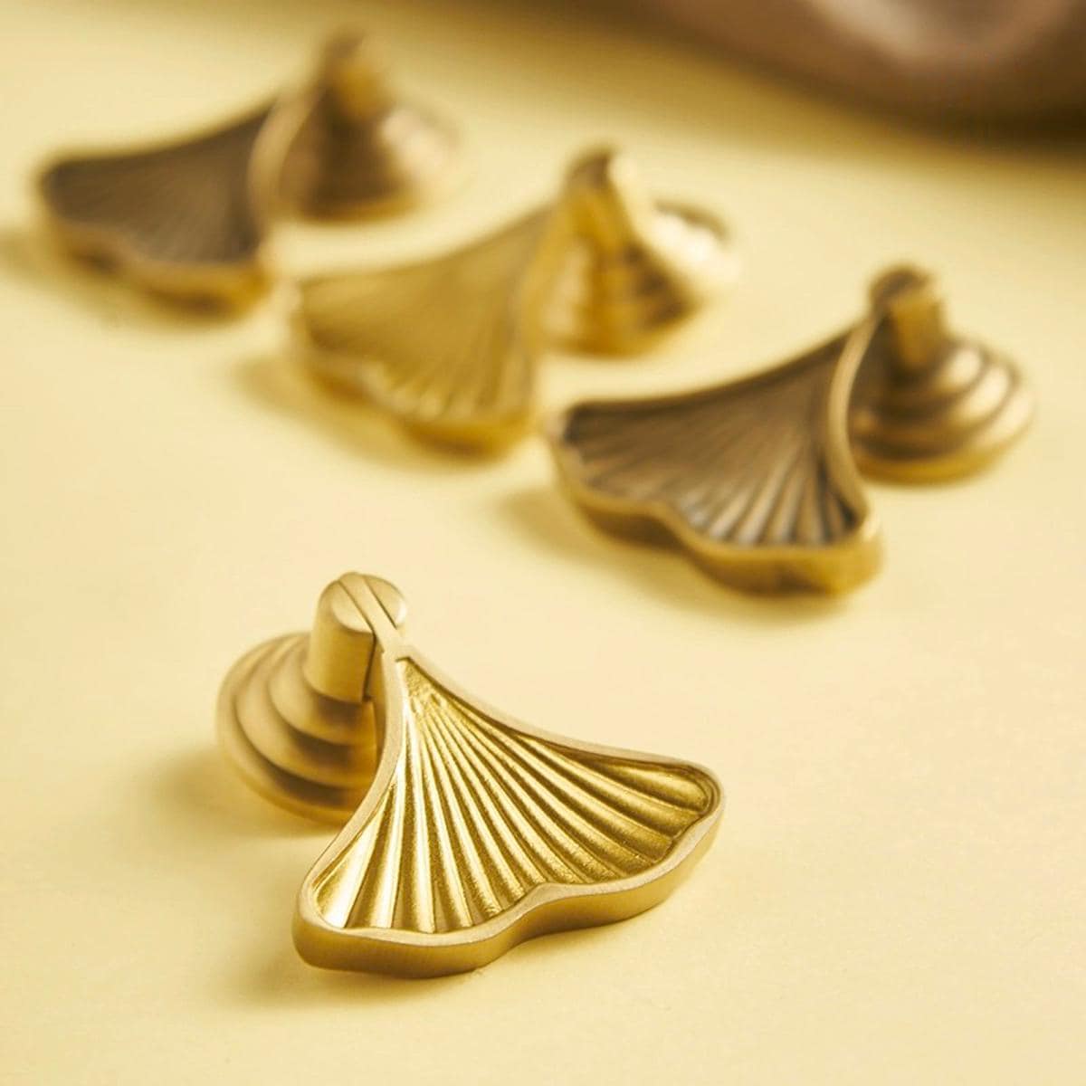 Antique Fan Drop Knobs Solid Brass Gold Dresser Knobs Cabinet Knobs ...