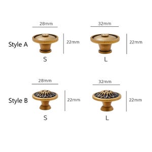 Floral Aged Brass Cabinet Knobs, Antique Dresser Knobs, Art Nouveau Solid Brass Drawer Knobs ...