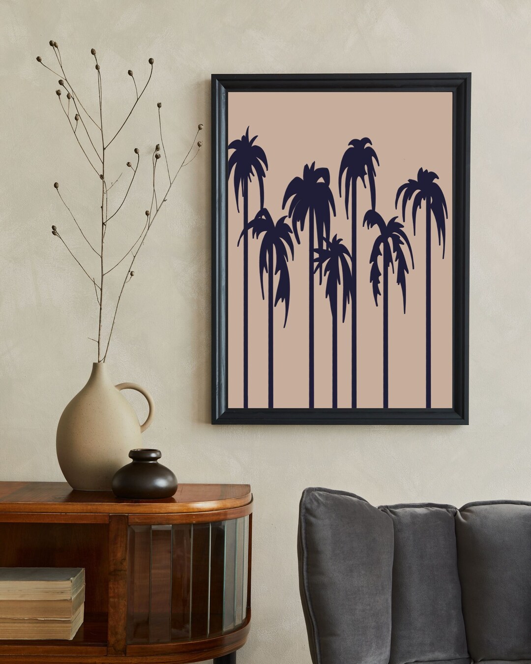 Palm Tree Poster Instant Download Vintage Neutral Pastel - Etsy