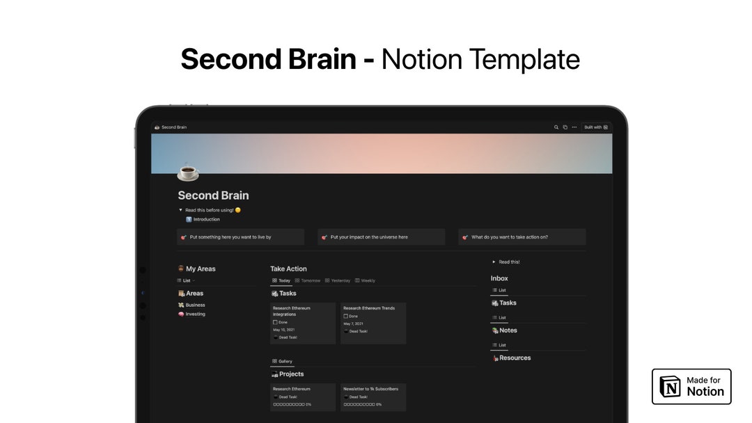 Second Brain - Notion Template - Etsy