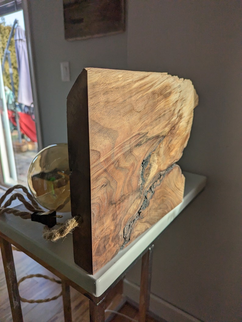 Unique Black Walnut Led Lamp - Etsy