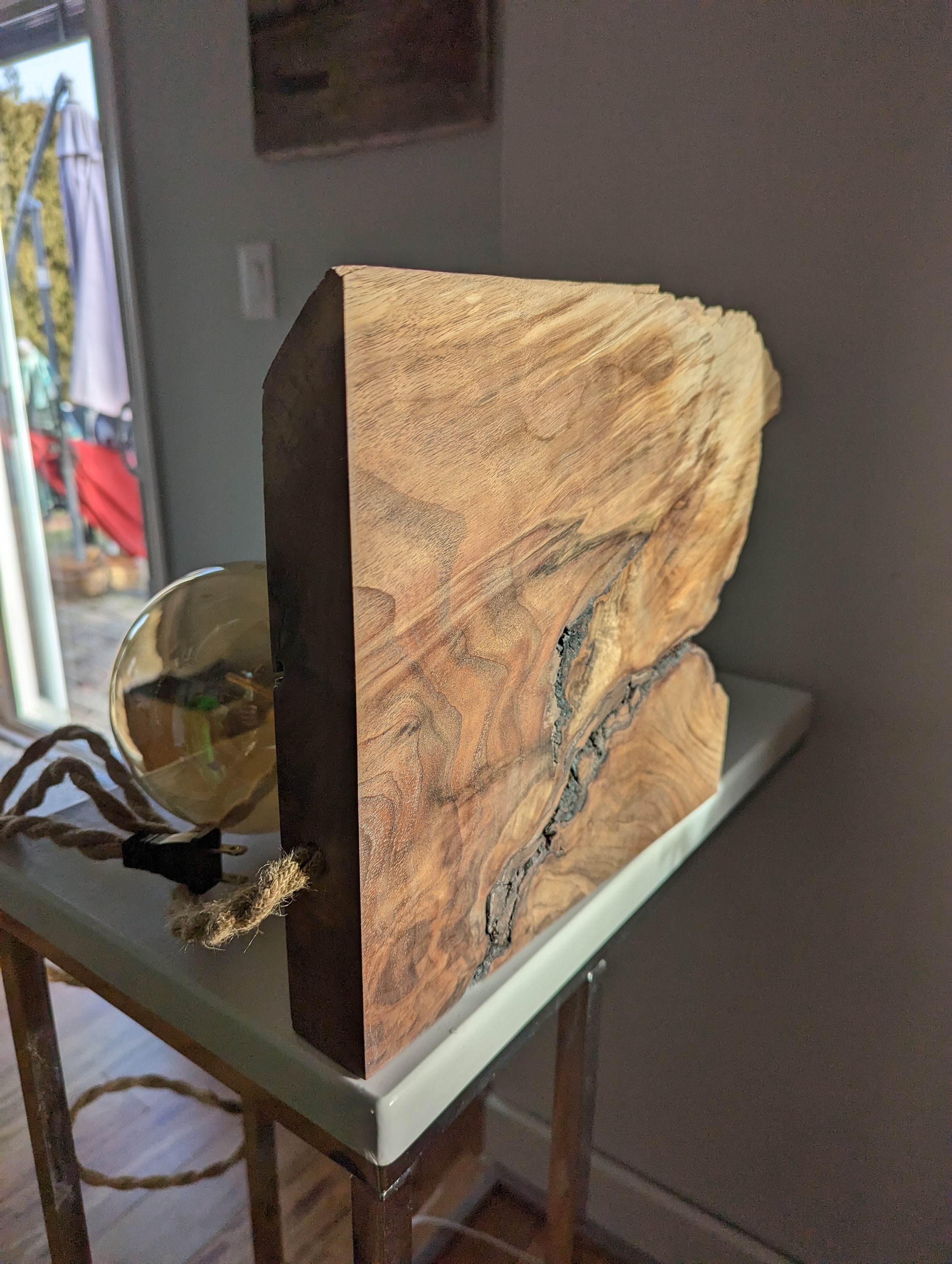 Unique Black Walnut Led Lamp - Etsy