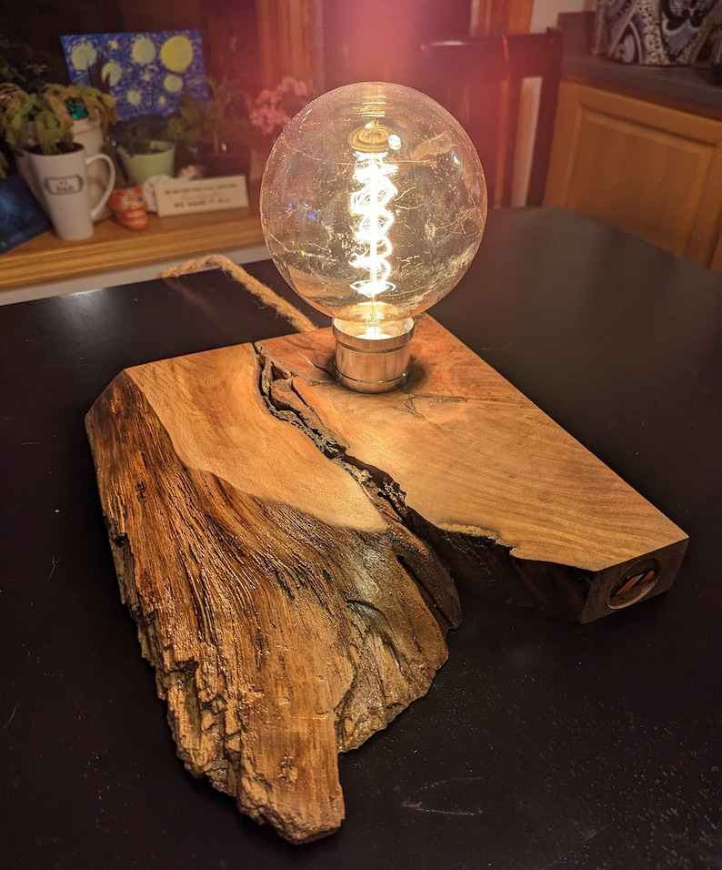 Unique Black Walnut Led Lamp - Etsy