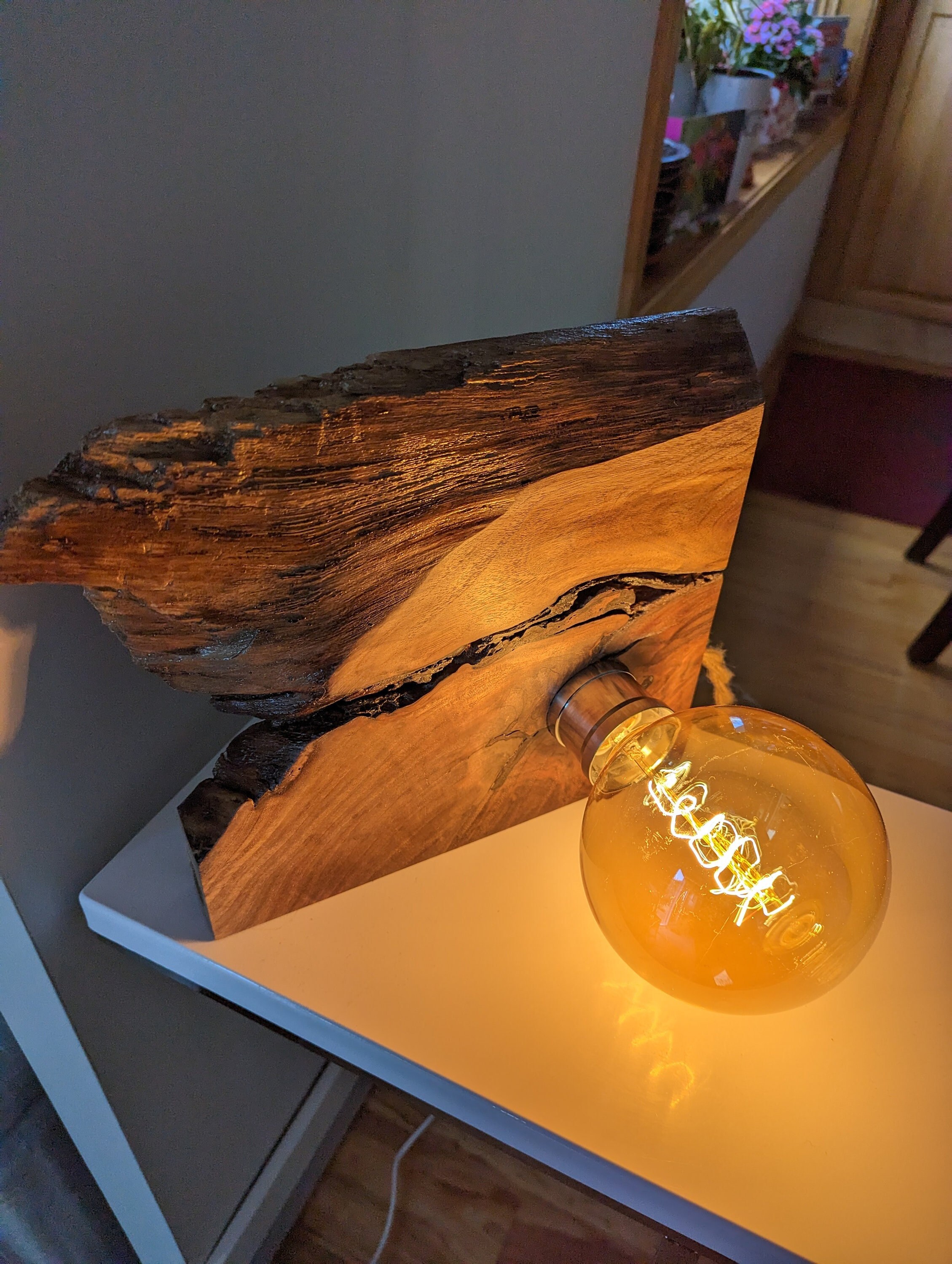 Unique Black Walnut Led Lamp - Etsy
