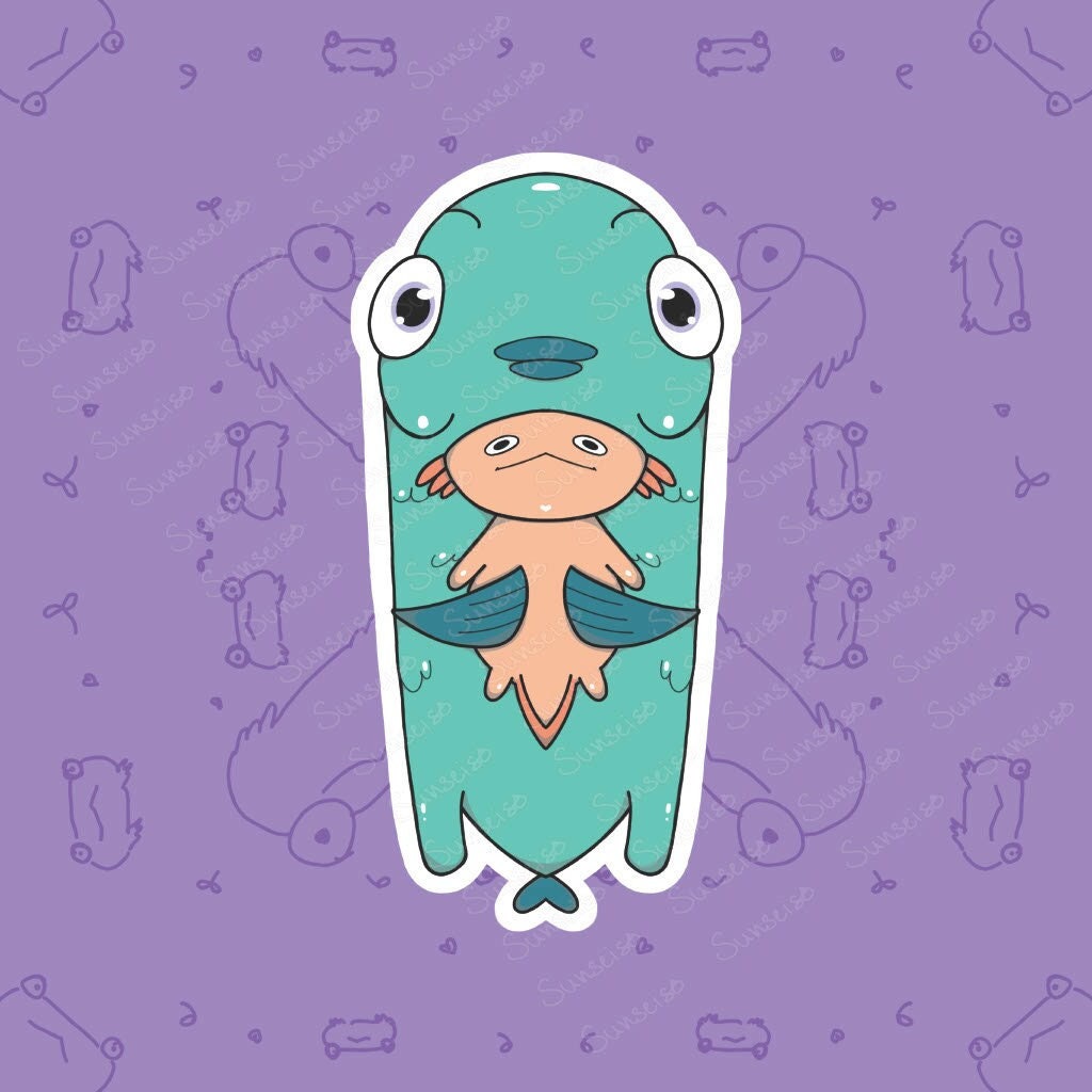 Fishter & Axel Fish Sticker Axolotl Sticker Cute Sticker - Etsy