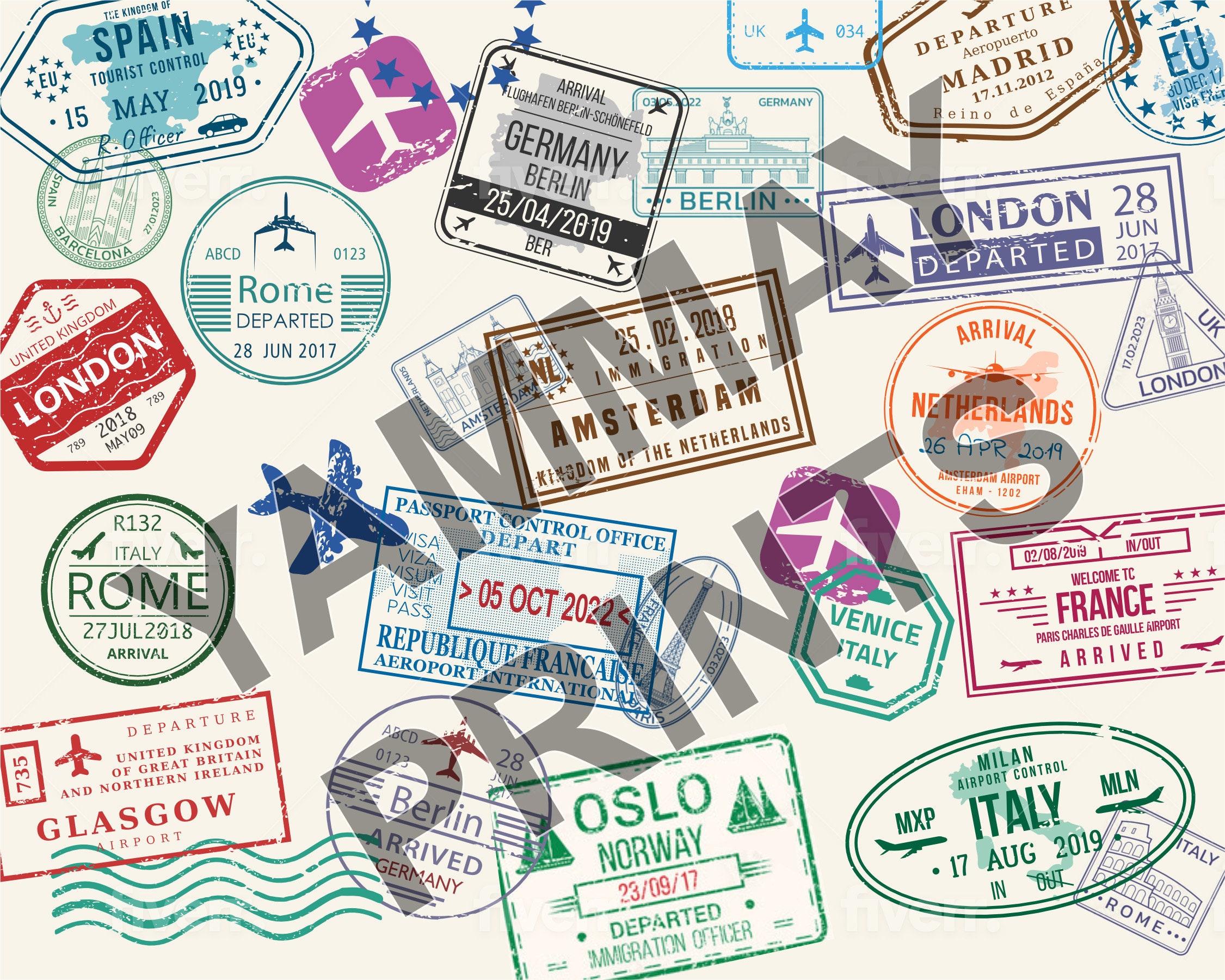 Vintage Travel Stamp Png