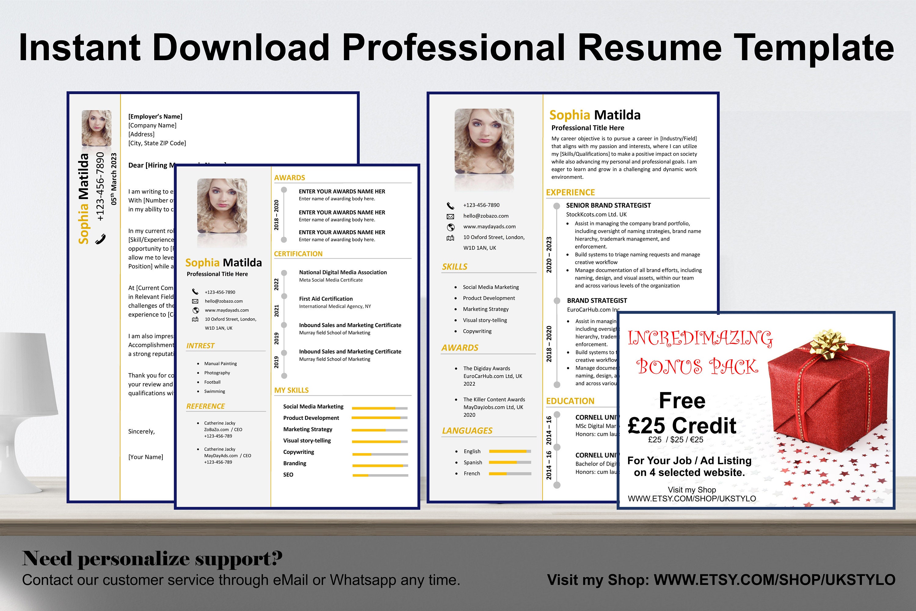 CV Template Yoga Teacher, Cv Bundle, Resume Template, Cv Template Uk ...