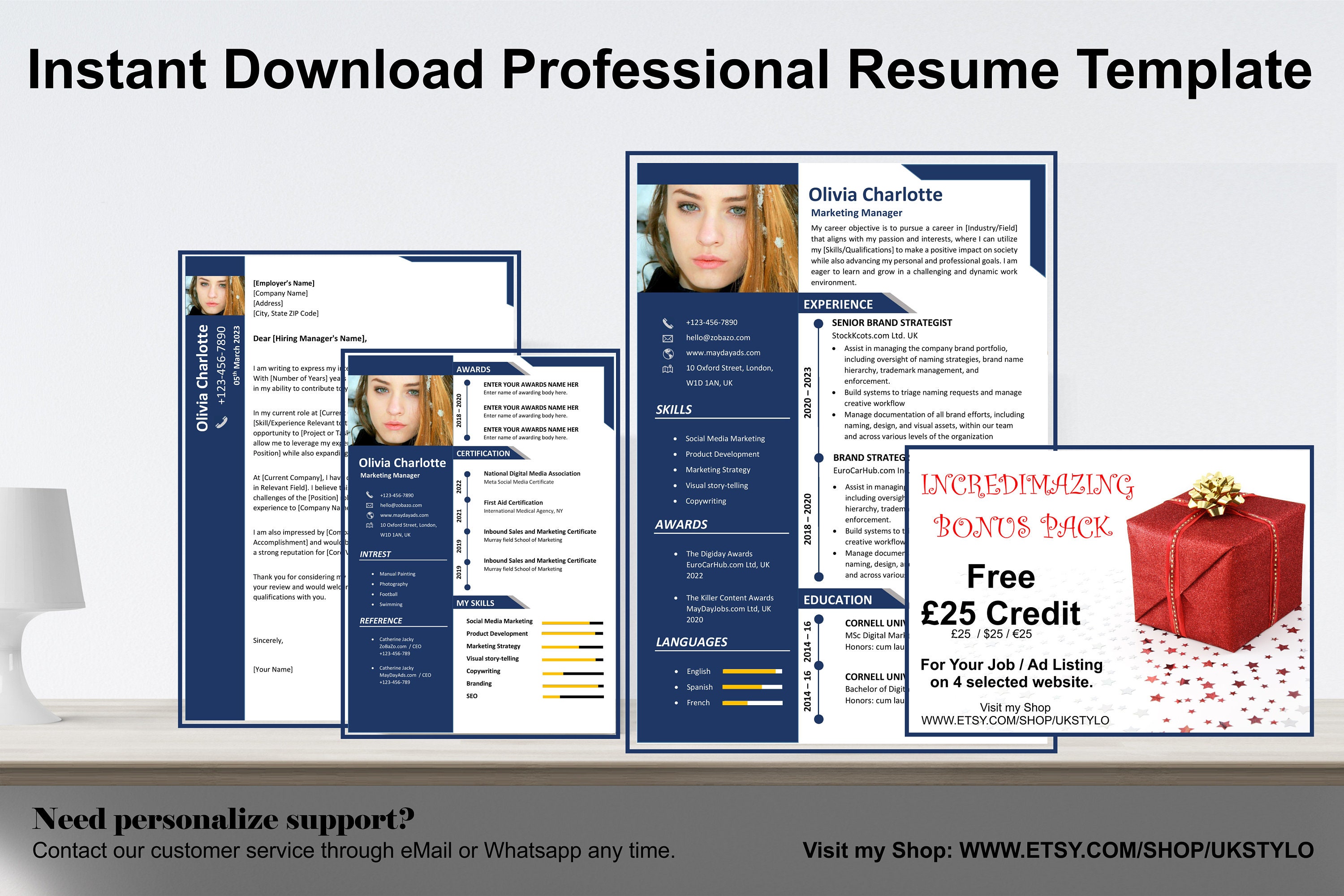 Resume Template 2023, Professional Modern Resume Template for Pages ...