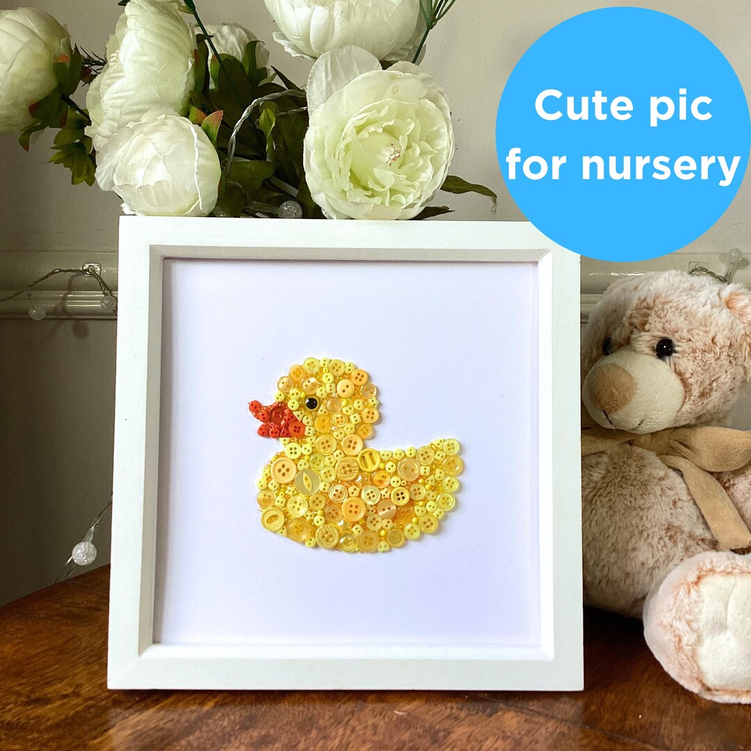 Rubber Duck Button Art Artwork | Duckling Mosaic Art Artwork | Framed ...
