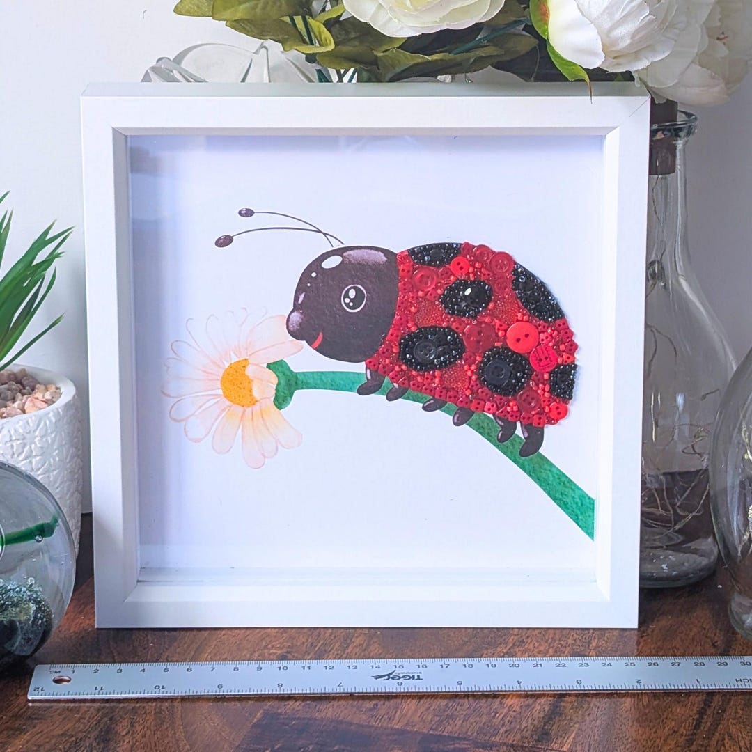 Ladybird Artwork: Colour Pop Nursery Art, Handcrafted Mixed Media Wall ...