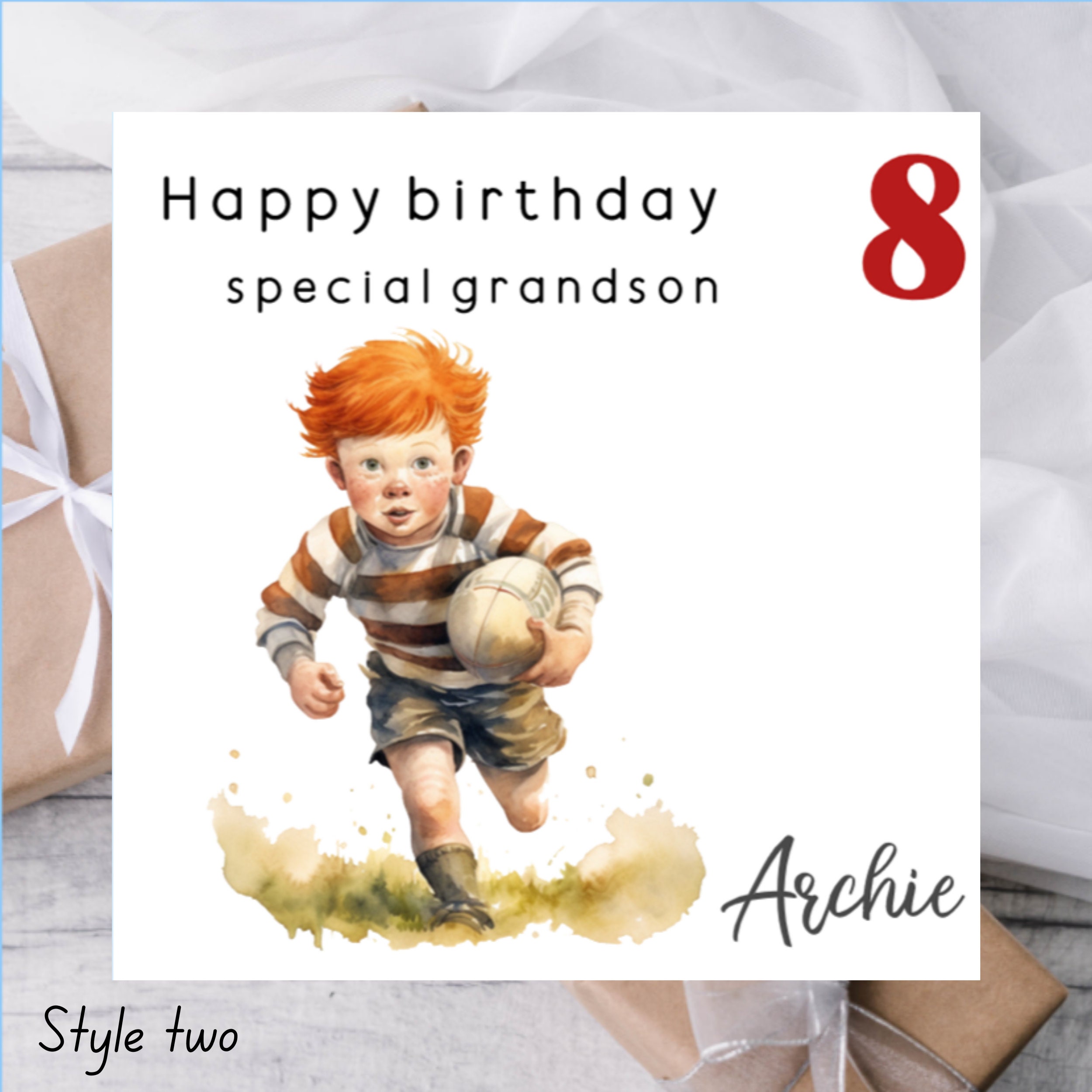 Rugby Player Card Birthday Card for Kids Boy Son Grandson Card for ...