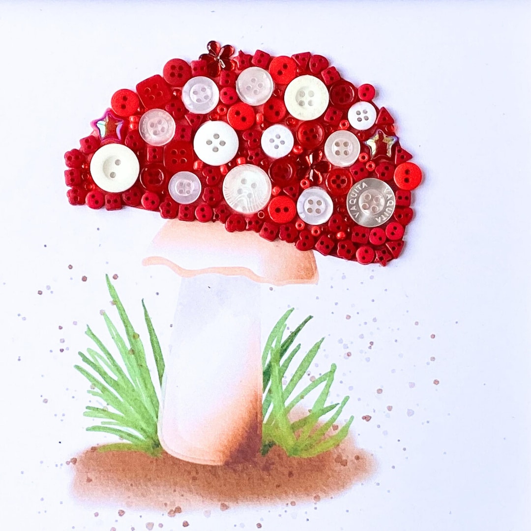 Toadstool Button Art Artwork | Mushroom Mosaic Art | Framed Wall Art ...
