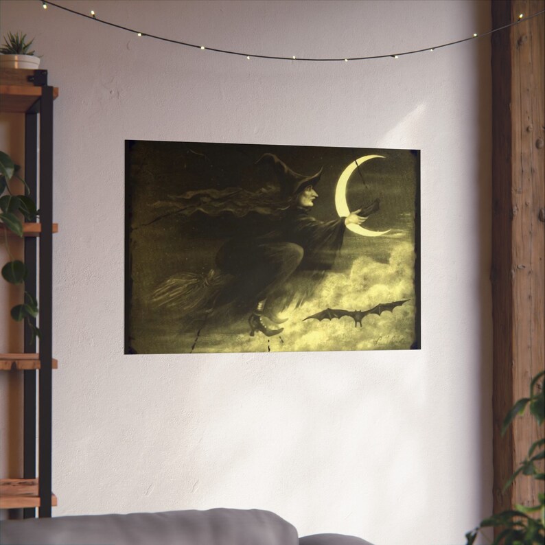 Witch Art | Vintage Halloween Witch Art Poster | Vintage Halloween ...