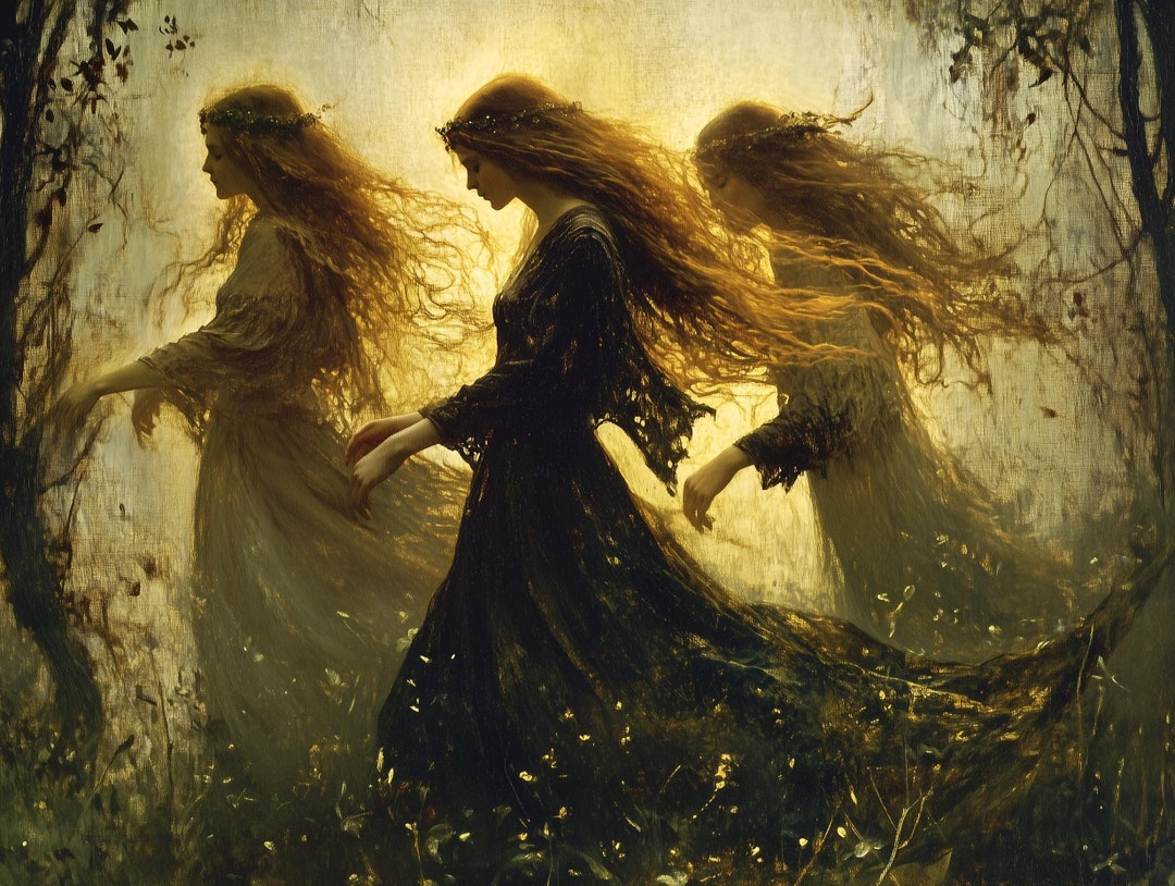 Dark Academia Gorgeous Oil Painting Print Three Witches Old Master ...