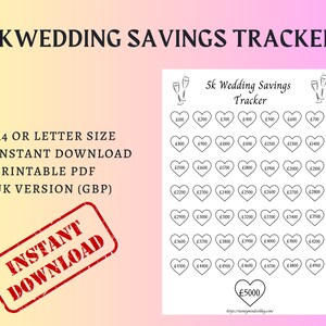 Wedding Savings Tracker Printable Budget Planner for Wedding Fund ...