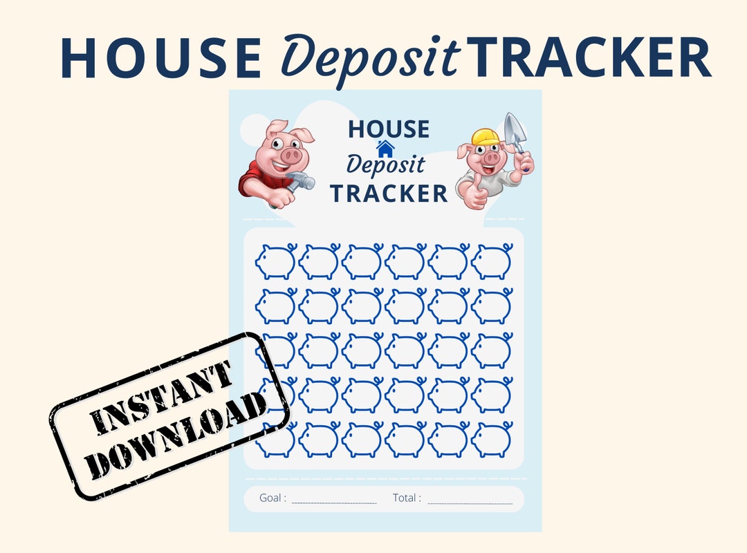 Blue House Deposit Tracker Digital Download | Printable Home Savings ...