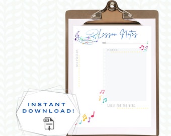 Music Lesson Student's Notes Overview Sheet - Etsy