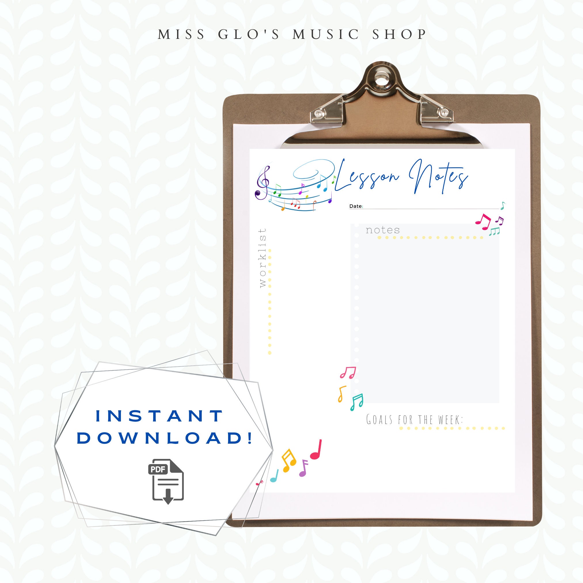 Colorful Music Note Student Sheet - Etsy