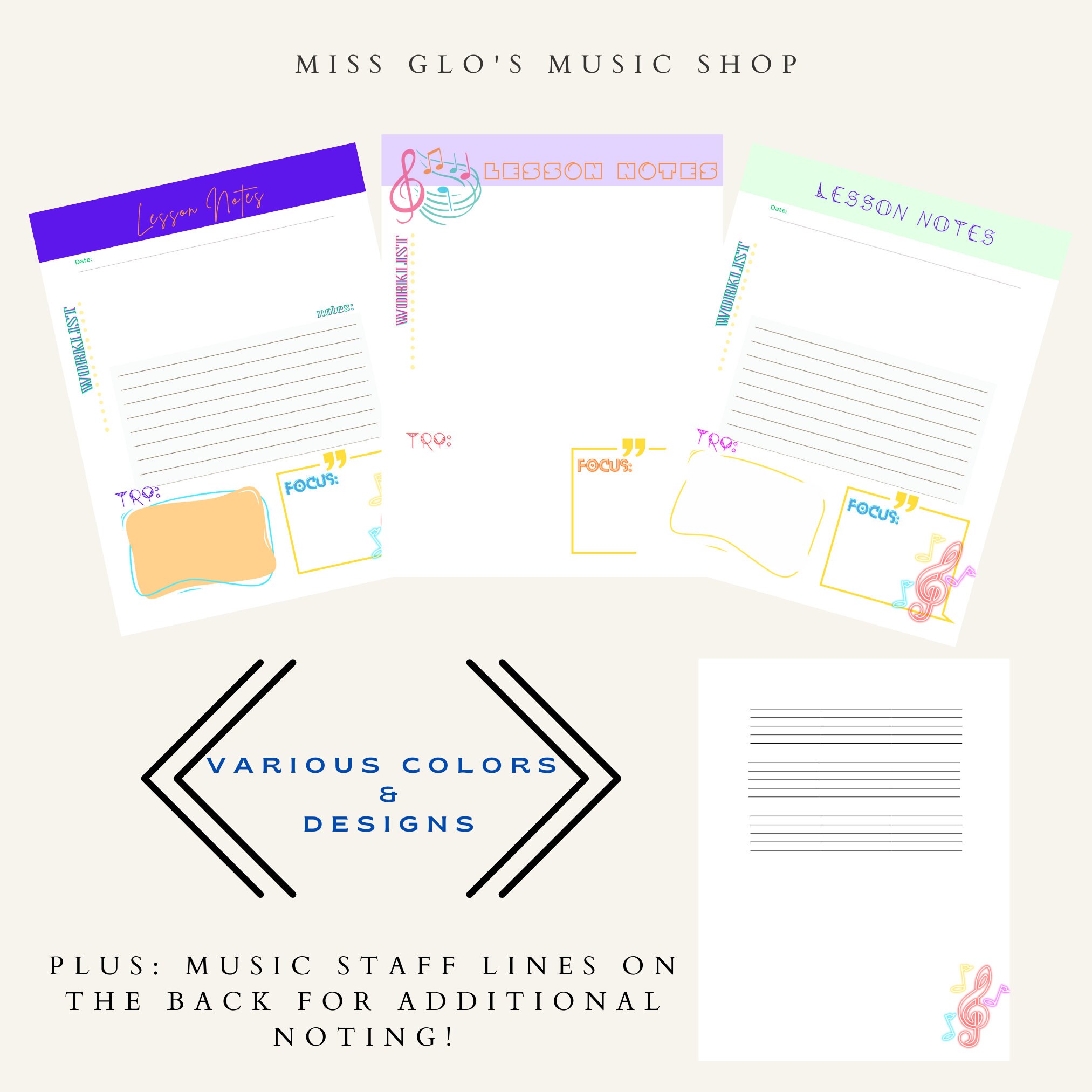Fun Music Lesson Note Sheet - Etsy