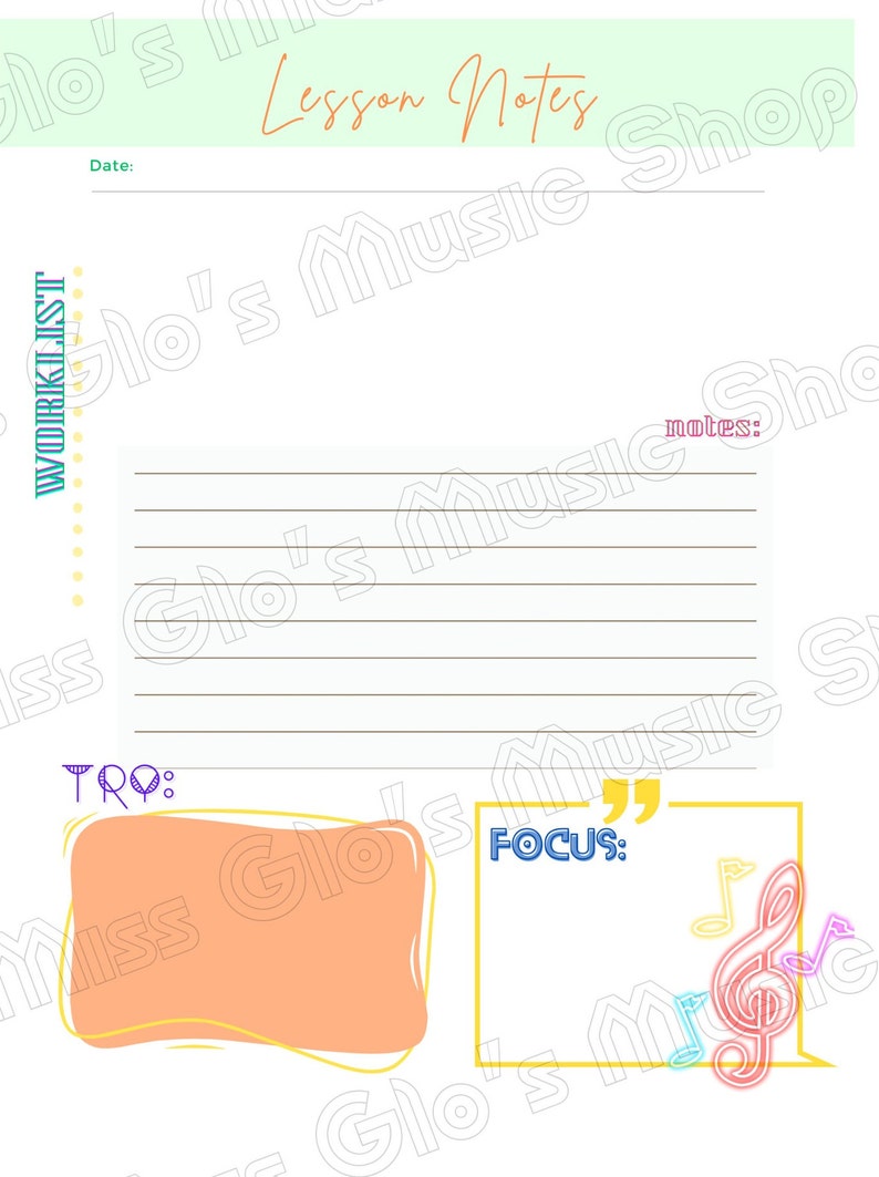 Fun Music Lesson Note Sheet - Etsy