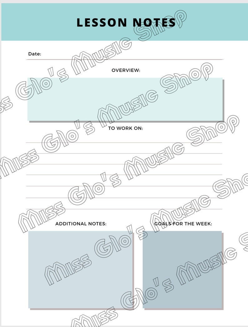 Music Lesson Student's Notes Overview Sheet - Etsy