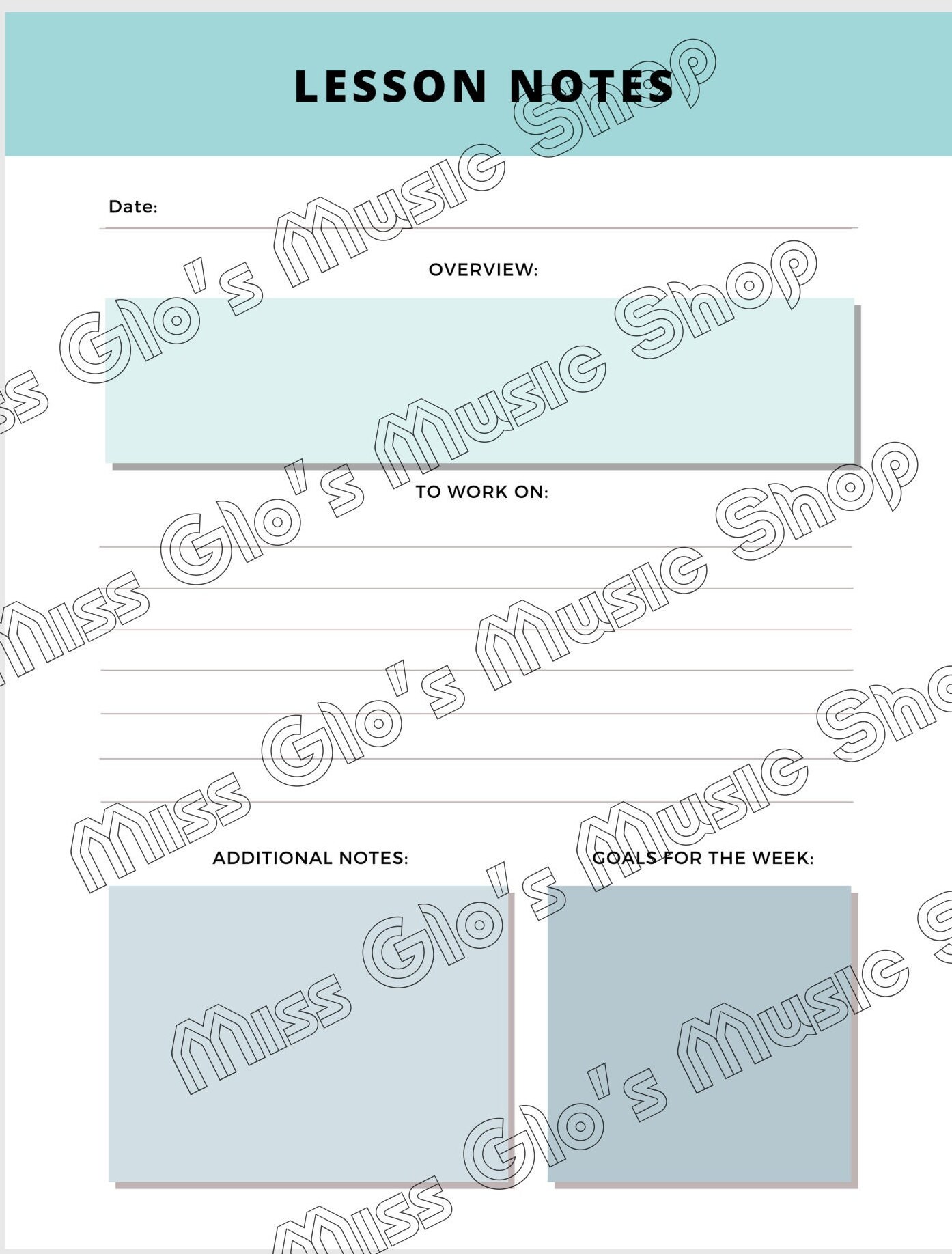 Music Lesson Student's Notes Overview Sheet - Etsy
