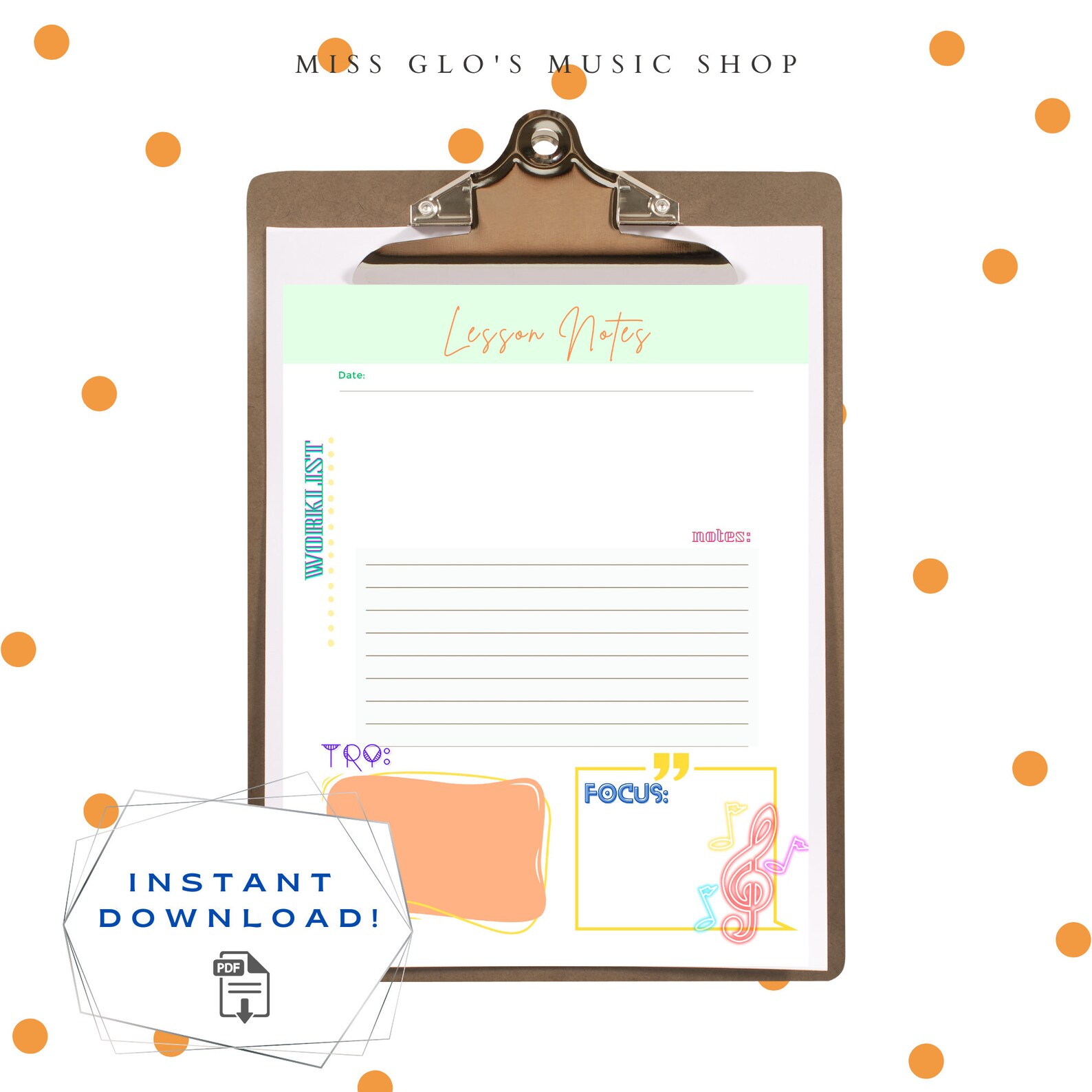 Fun Music Lesson Note Sheet - Etsy