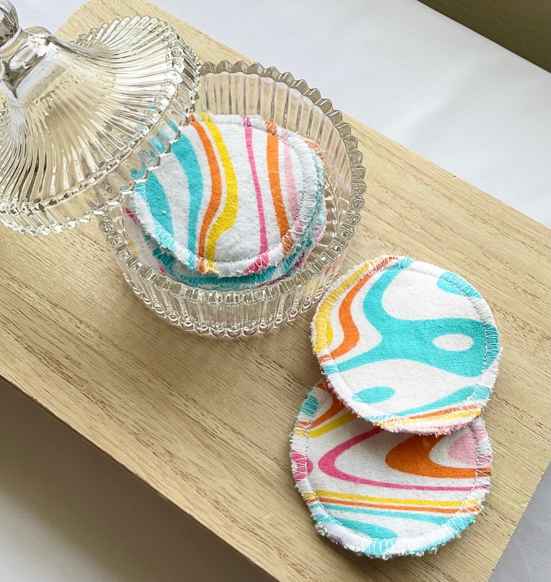Reusable Facial Rounds - Set of 10 - Psychedelic - Flannel - Terry ...