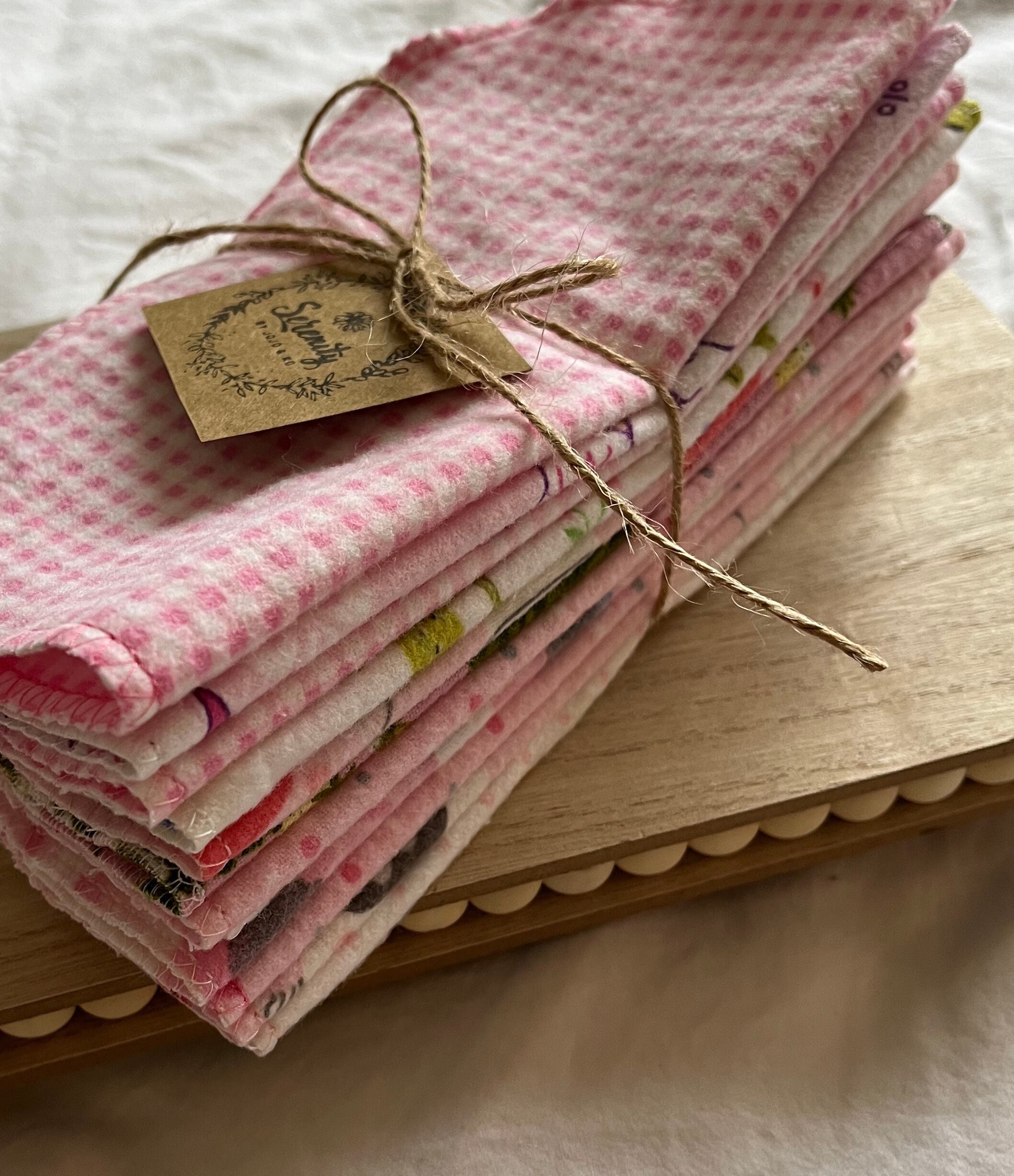 Cloth Wipes - Girlish - 8" X 8" Set of 12 - Pre-washed Flannel - 1 OR 2 ...