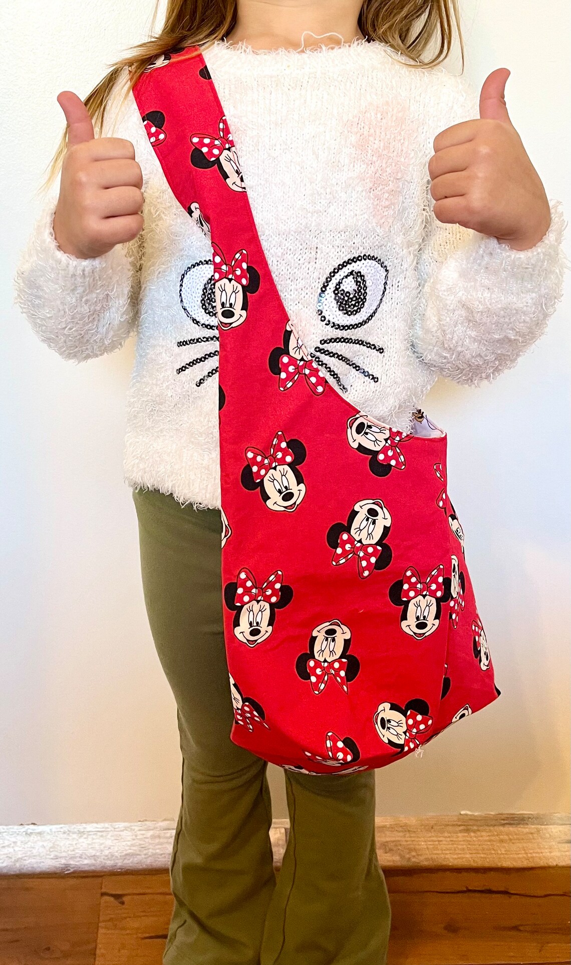 Reversible Minnie Mouse Crossbody Bag – Kids' Cotton Hobo Bag - Etsy