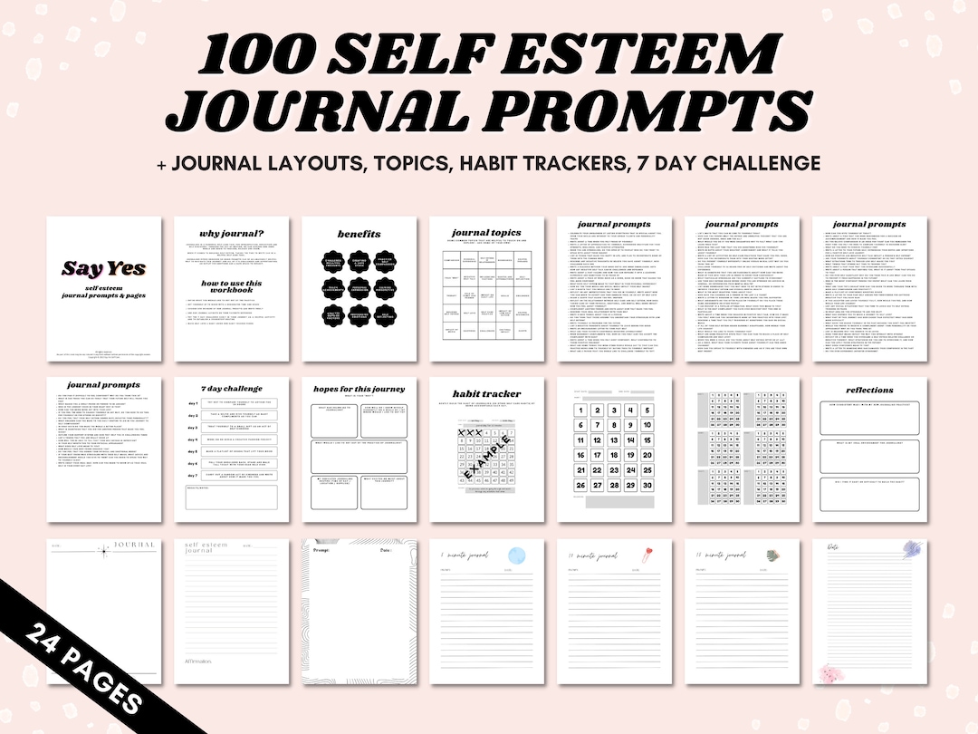 100 Journal Prompts for Self Esteem, Self Esteem Journal, Journal ...