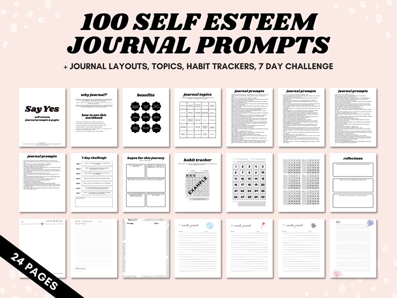 100 Journal Prompts for Self Esteem, Self Esteem Journal, Journal Prompts for Mental Health ...