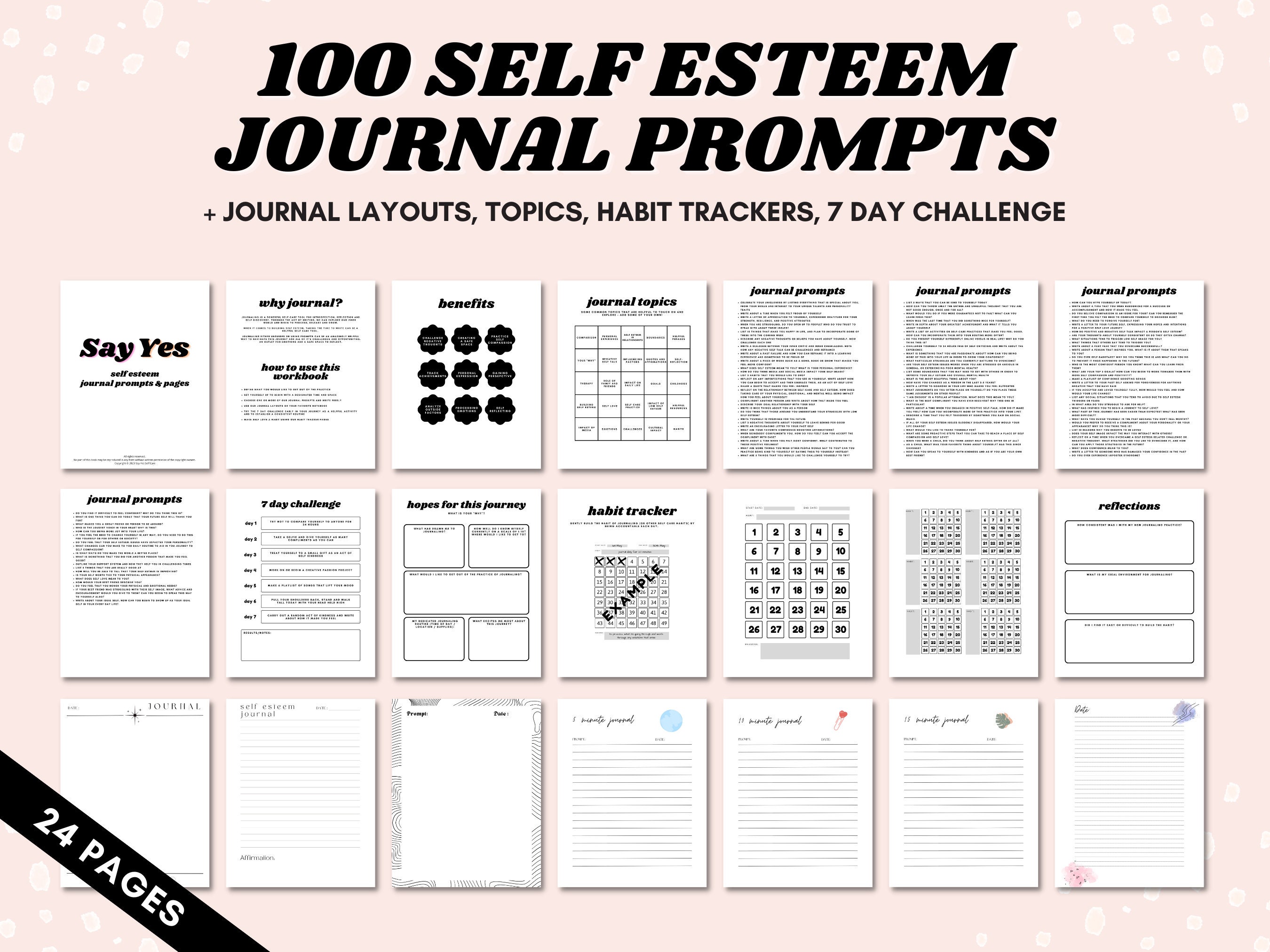 100 Journal Prompts for Self Esteem, Self Esteem Journal, Journal ...
