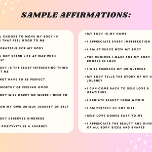 Body Positive Affirmation Cards, Printable, Body Image, Positive ...